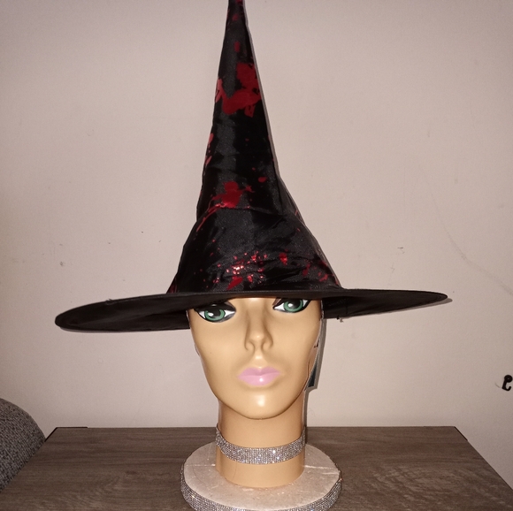 Costumes | Halloween Red And Black Witch Hat With Images Nwot | Poshmark